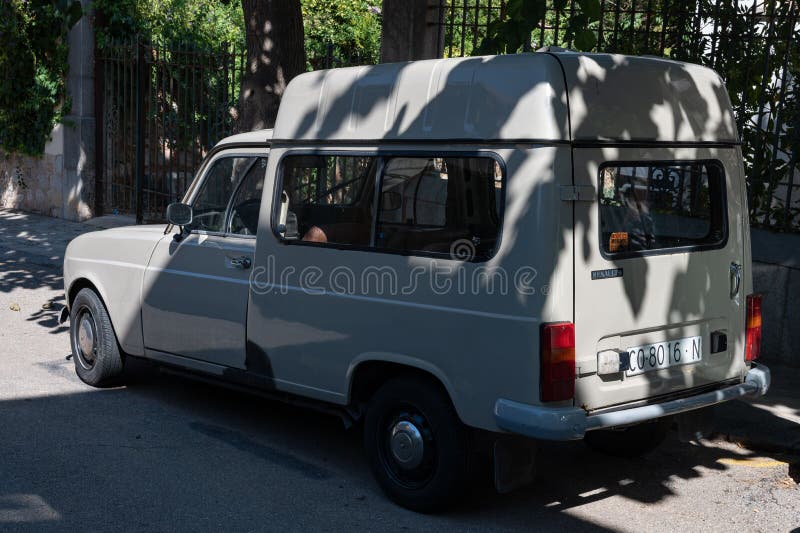 Old White Renault 4L Van Parked on the Street in Soller, Spain ...