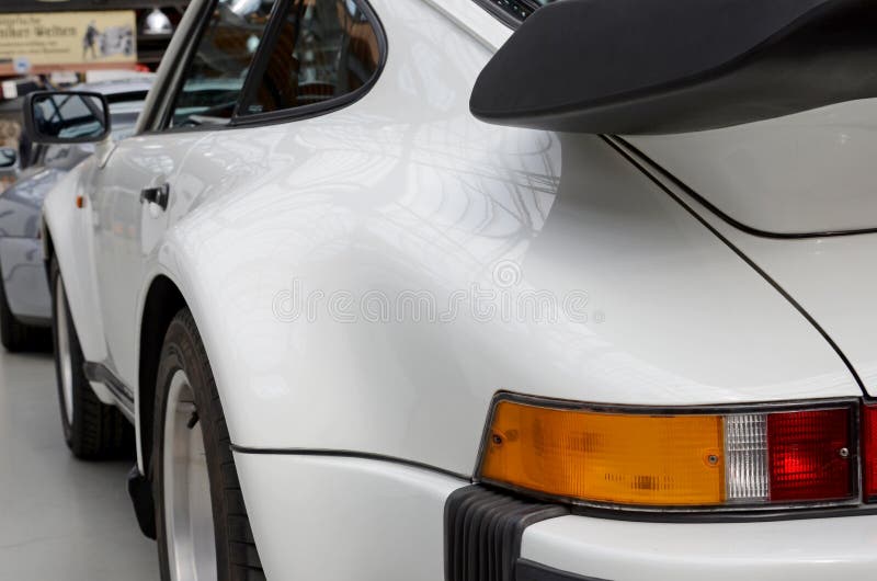 Old White Sports Car. Rear View. Stock Image - Image of bonnet, machine ...