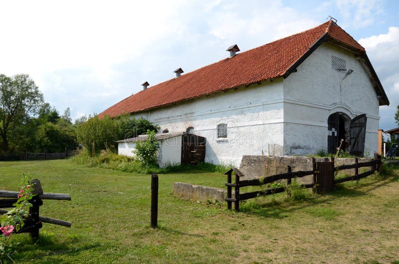 Old white stable stock image. Image of roof, wall, green - 48633701