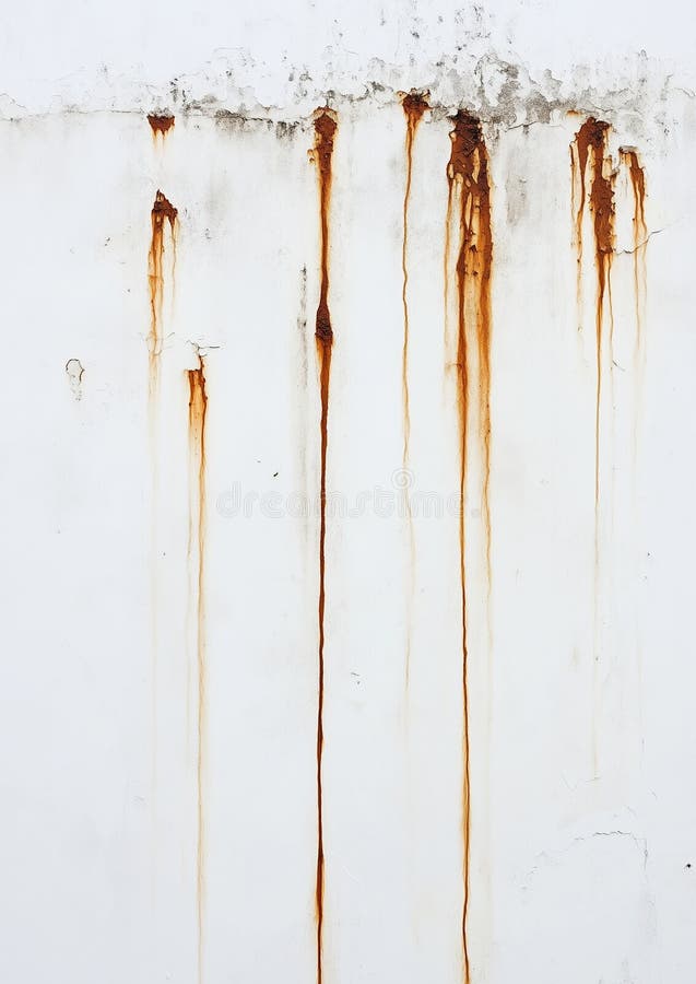 Old White Wall with Rusty Water Stains Running Stock Illustration ...