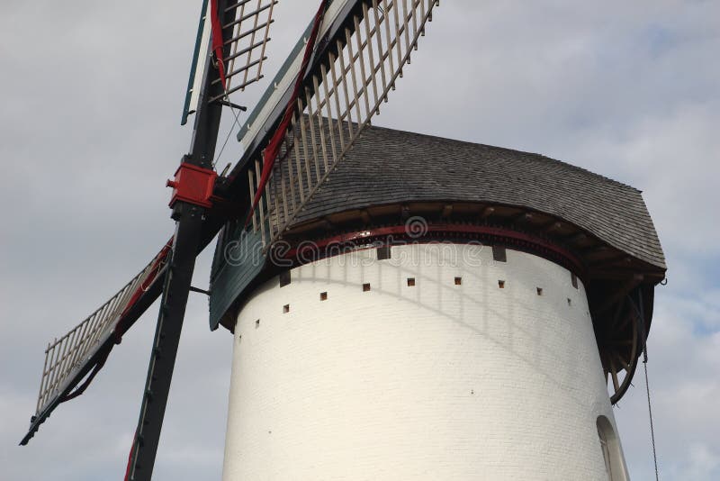 Renovated Old White Windmill Stock Image - Image of renovated, historic ...