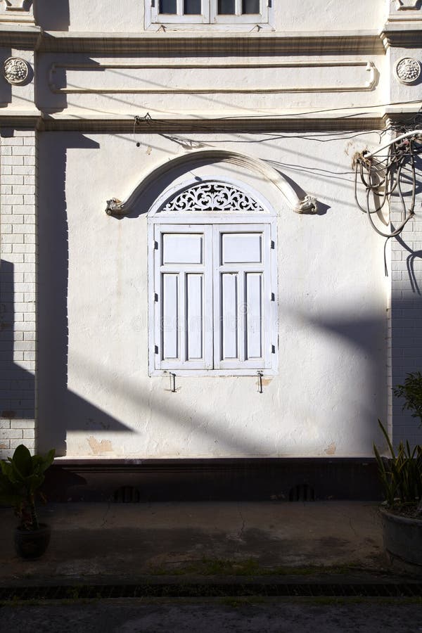 Old White Window and Old Wall Stock Photo - Image of pattern, exterior ...