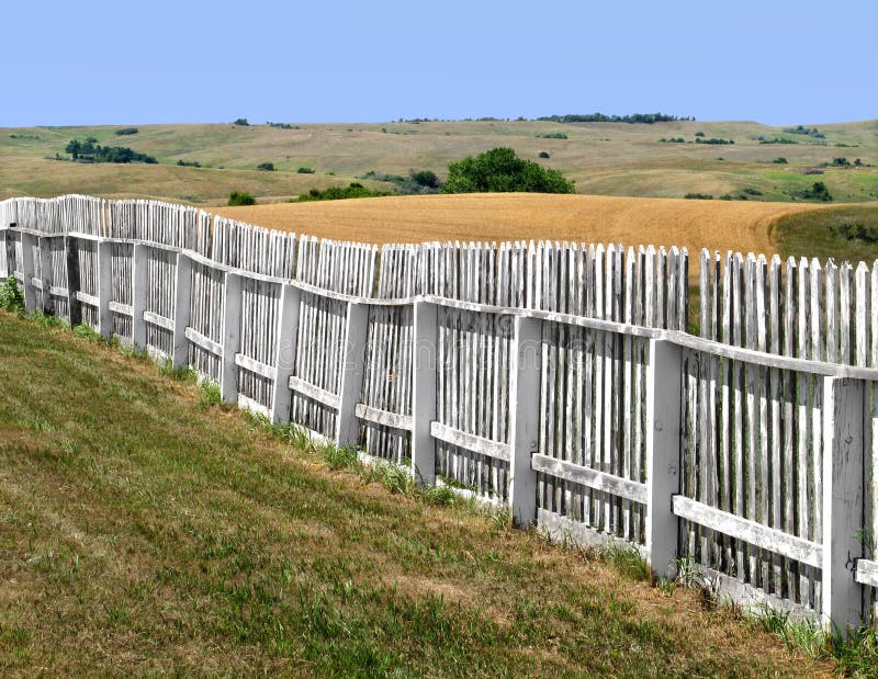 Old White Wood Fence in a Field Stock Photo - Image of blue, rural ...
