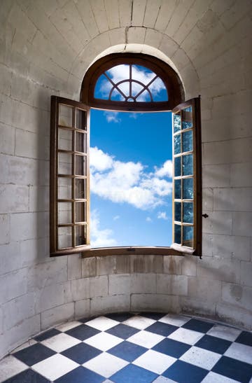 Old Wide Open Window in Castle Stock Image - Image of stone, castle ...