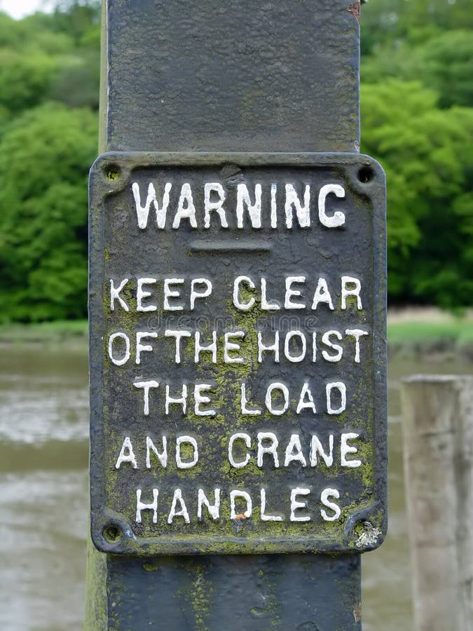 Old Winch Warning Sign stock image. Image of handles, hoist - 861191