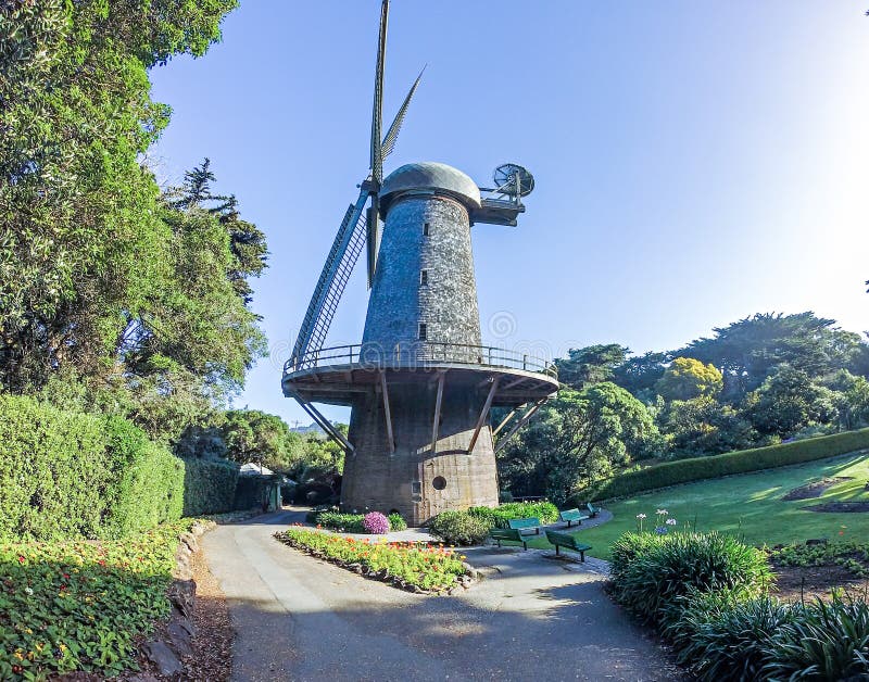 Old Wind Mill in San Francisco California Stock Image - Image of park ...