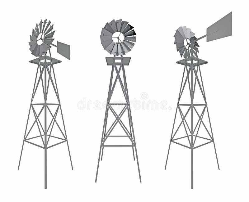 Wind Tower with Human Scale Stock Vector - Illustration of shaft, drawn ...