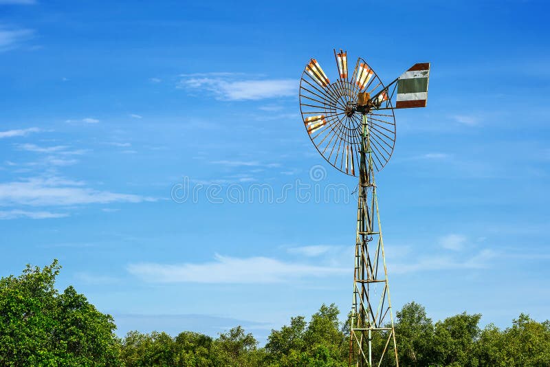 Old wind turbine. stock photo. Image of texas, countryside - 101386084