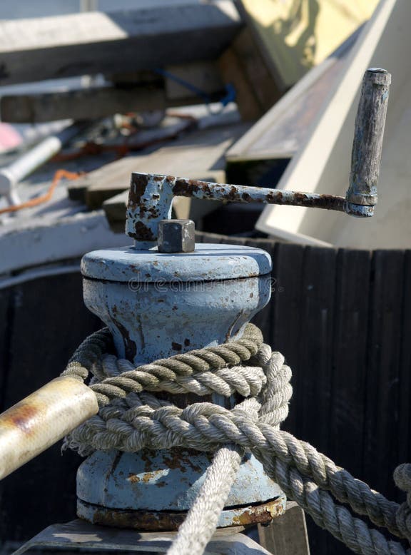Old windlass and rope stock photo. Image of linked, metal - 7720058