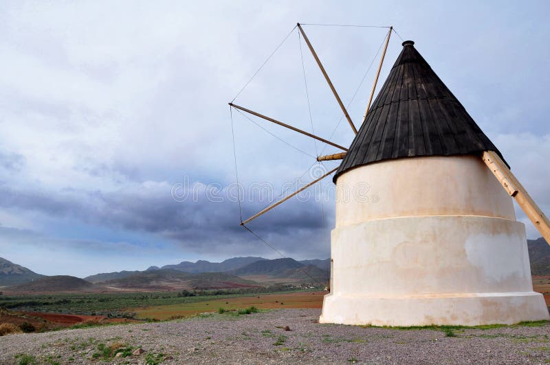Old Windmill at Almeria Gabo De Gata, Spain Stock Photo - Image of ...