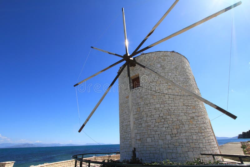 Windmill at Rhodes stock photo. Image of vintage, touristic - 44354170