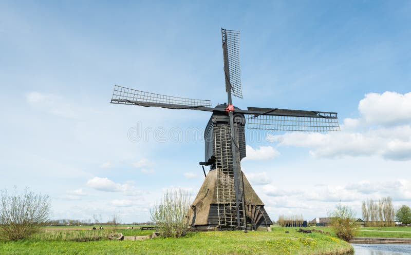 Old Windmill in a Dutch Polder Stock Image - Image of natural, monument ...