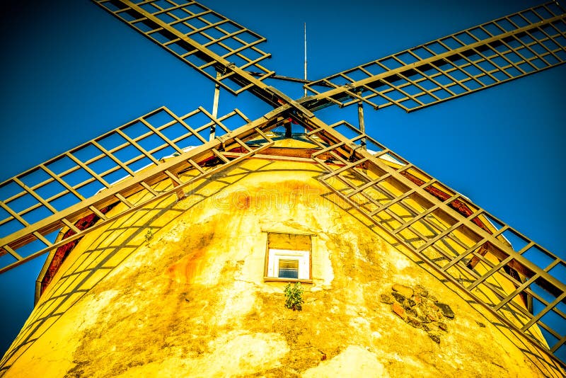 Old windmill , Europe stock photo. Image of grass, blue - 63272152
