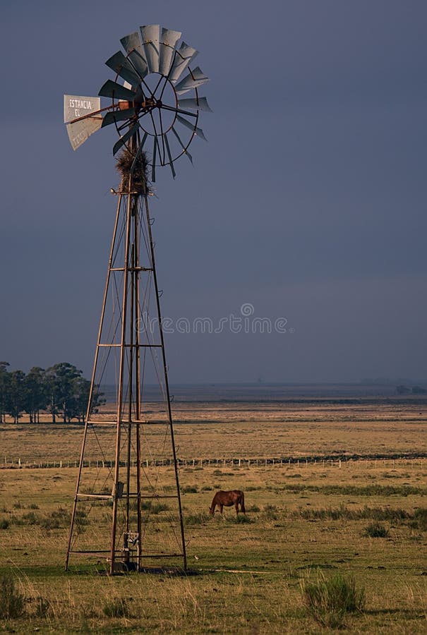 Old windmill at the farm stock image. Image of wind - 255907541