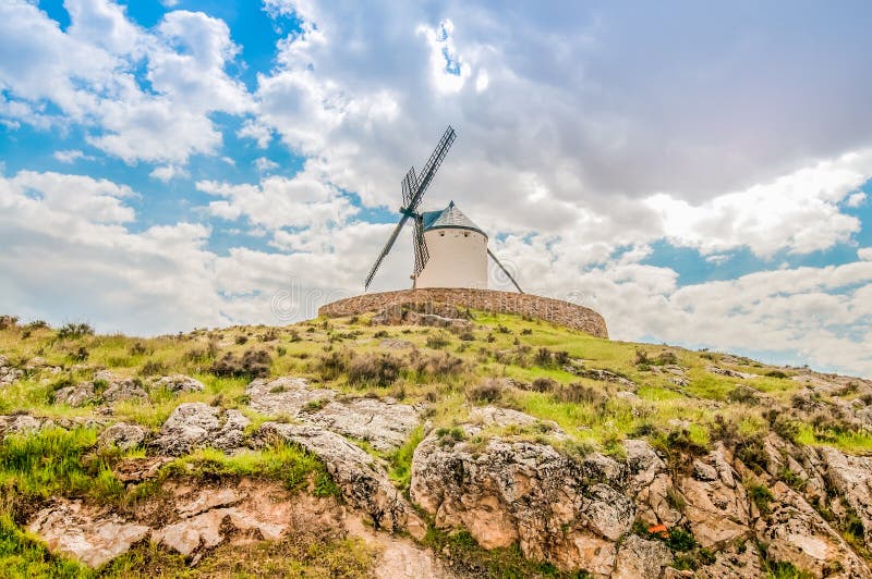 Old windmill on the hill stock image. Image of consuegra - 115569355
