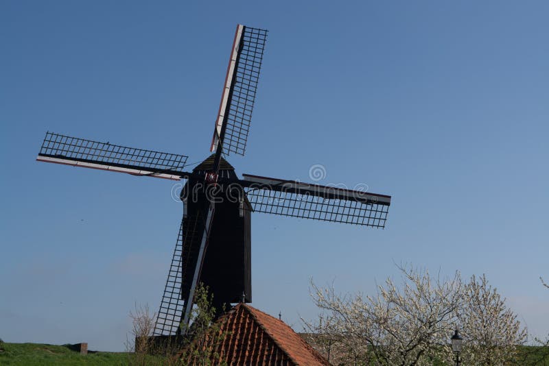 Old Windmill in Netherlands, Spring Season Stock Image - Image of ...