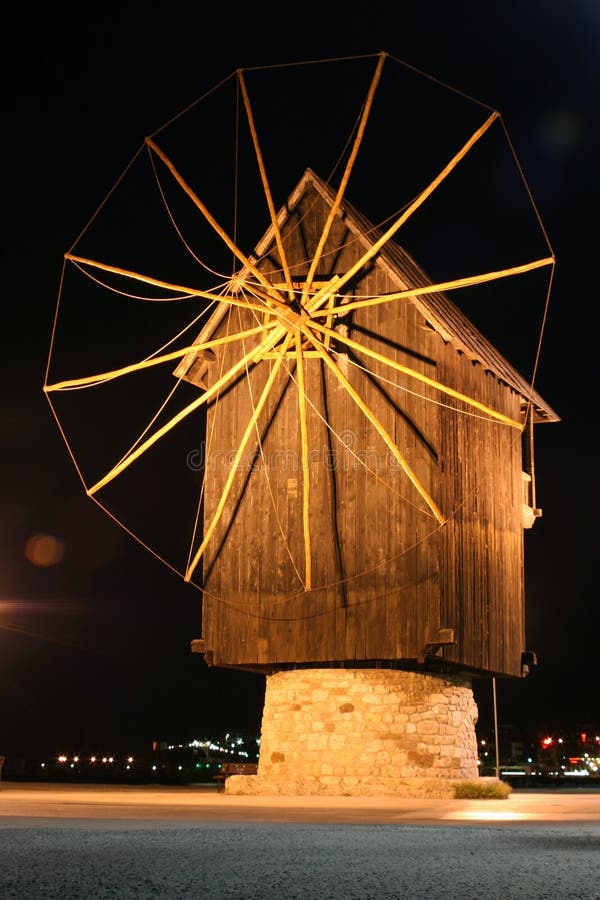 An Old Windmill in the Night with Clouds Stock Photo - Image of night ...