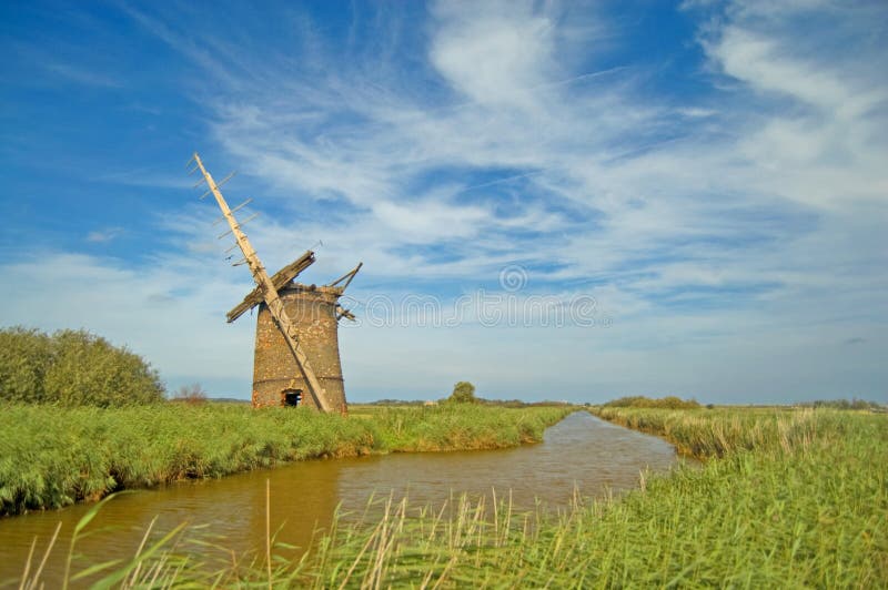 Old Windmill and Norfolk Landscape Stock Photo - Image of norfolk ...