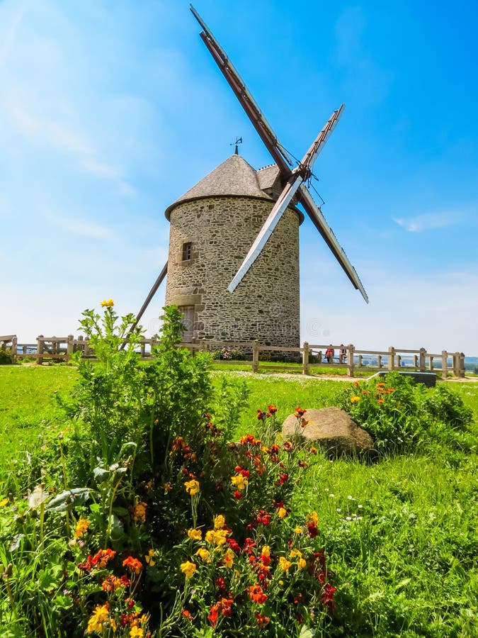 Old Windmill in Normandy, France Stock Photo - Image of heritage ...