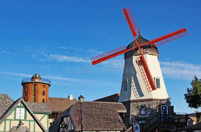 Old Windmill in Solvang California Stock Image - Image of mill, barbara ...