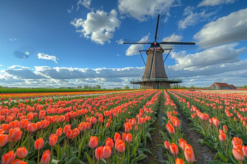 Old Windmill Summer Holland Netherlands Wind Mill Copy Space Stock ...