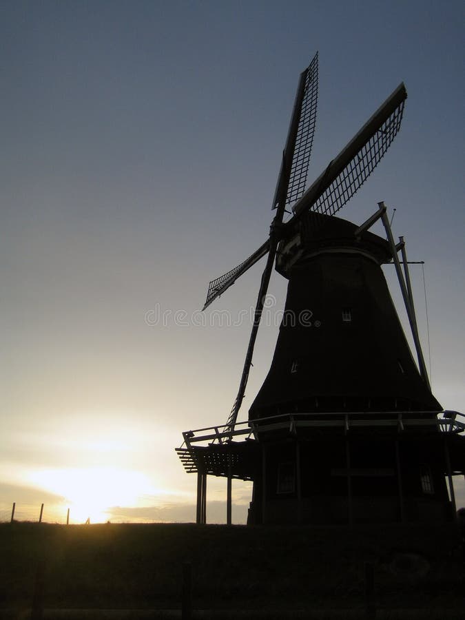 Old Windmill in the Sunset in the Netherlands Stock Image - Image of ...