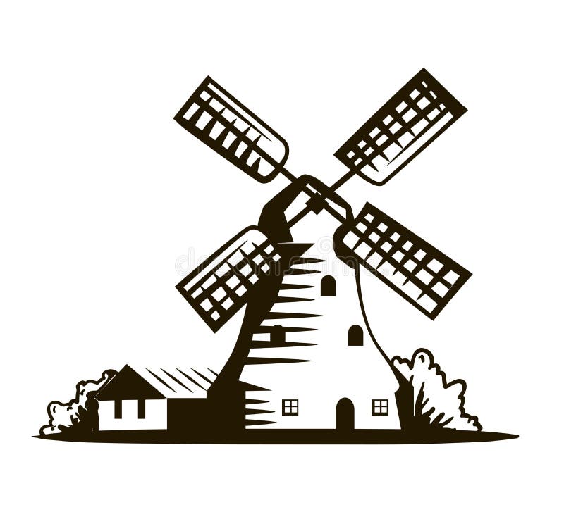 Old Windmill. Vector Illustration on White Stock Vector - Illustration ...