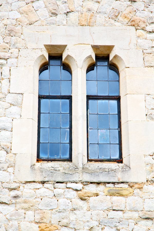 Old Windon in Glass the Wall Stock Photo - Image of home, english: 58601866