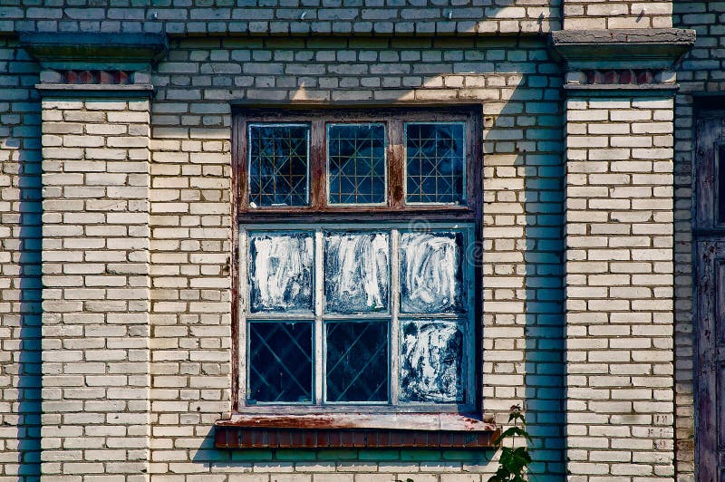Old Window of an Antique Soviet Bricks Building Stock Photo - Image of ...
