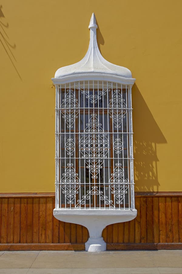 Old Window with Bars on a Colorful Facade Stock Photo - Image of iron ...