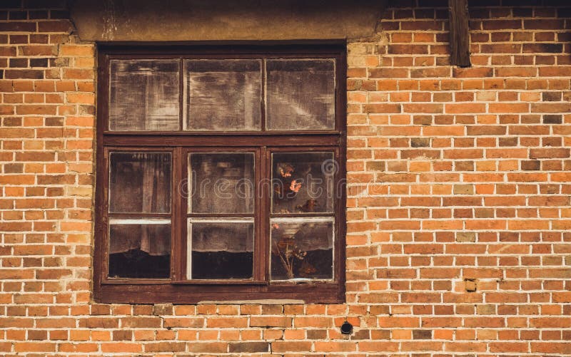 Old Window on Brick Wall Building Stock Photo - Image of color, urban ...