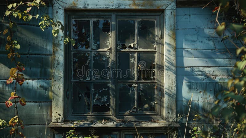 An Old Window with a Broken Glass Pane. Suitable for Architectural or Vintage Themes Stock Photo ...