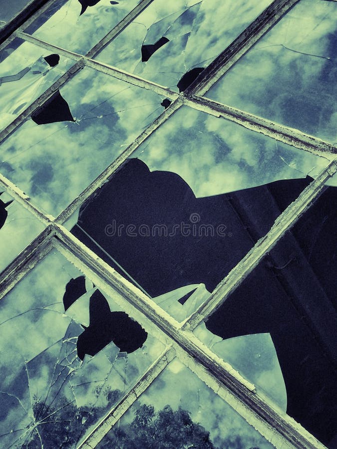 Old Window with Broken Glass Stock Photo - Image of demolition ...