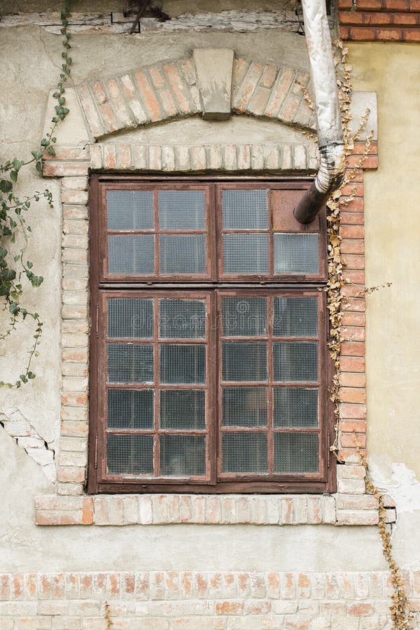 Old Window on Old Building Facade, with Decorative Brick Frame Stock ...