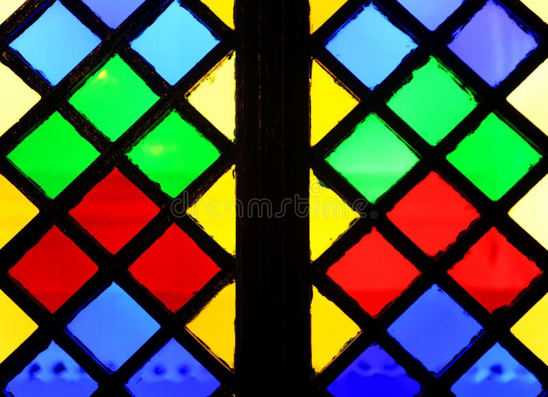 Old Window with Colored Square Crystals. Stock Photo - Image of twoleaf ...