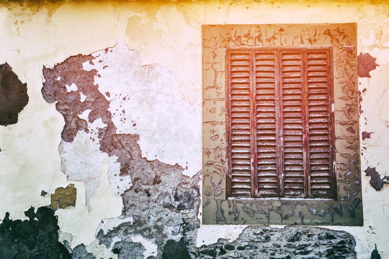 Old Window with Cracky Wooden Shutters Stock Photo - Image of facade ...