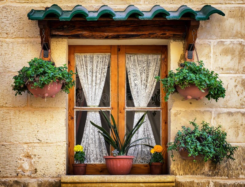 Old window and flowers stock image. Image of fashioned - 51570125