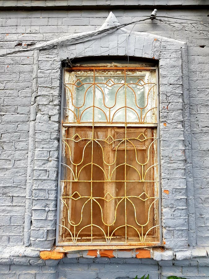 Old Window with Bars in an Old House Stock Photo - Image of landscape ...