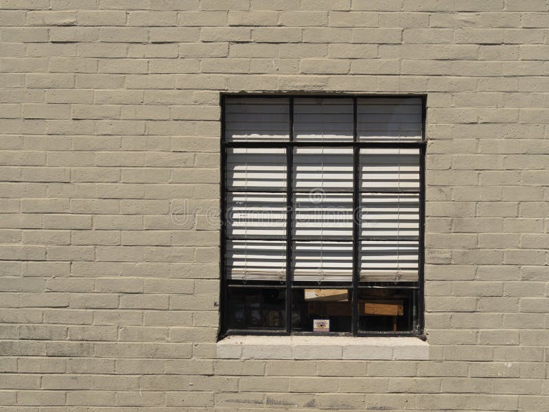 Old Window with Horizontal Blinds in Brick Building Exterior Stock ...