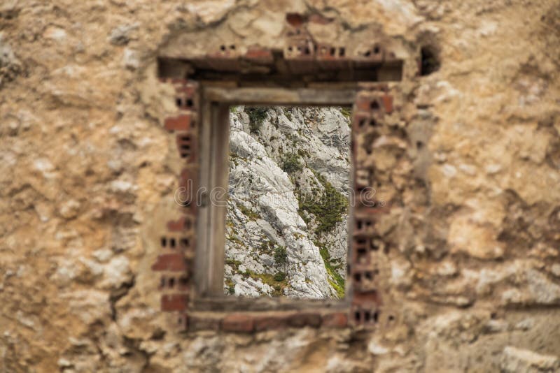 Old Window, with Mountains Behind Them Stock Photo - Image of clean ...