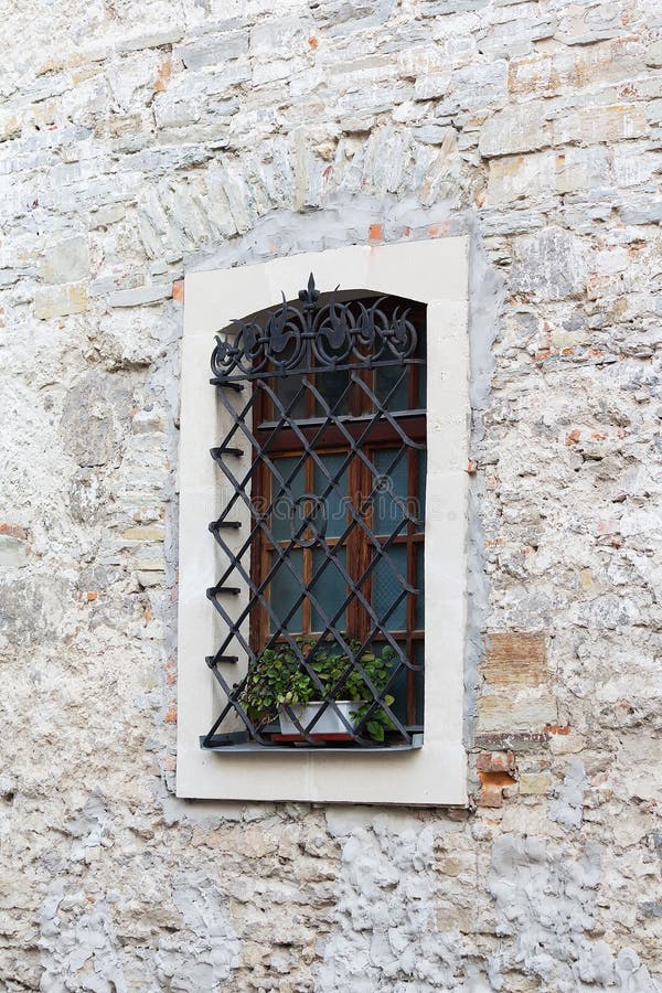 Old Window in Retro Style on a Brick Wall Stock Photo - Image of ...