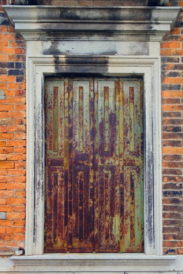 Old Window with Rusty Iron Closed Blinds Stock Image - Image of rust ...