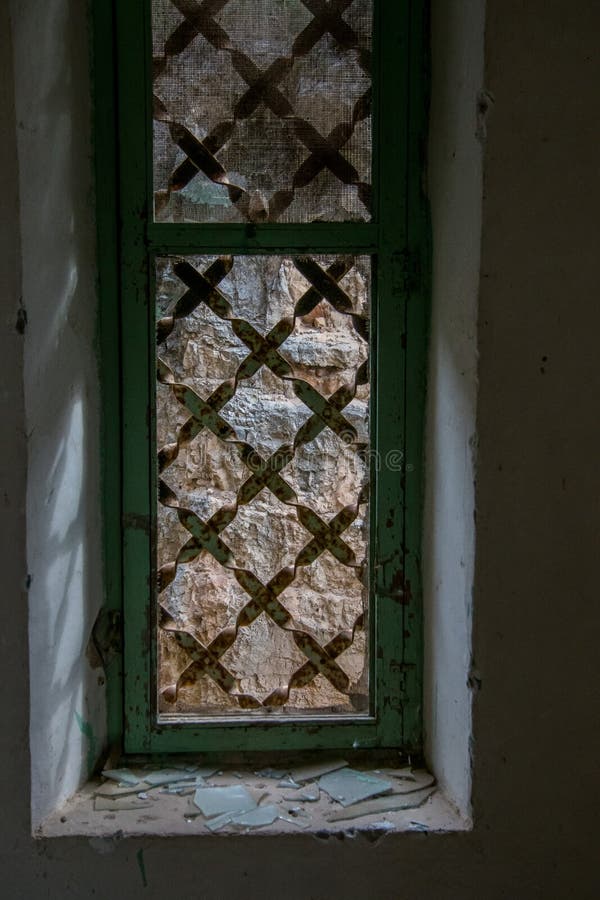 Old Window with Rusty Iron Lattice Stock Photo - Image of perspective ...