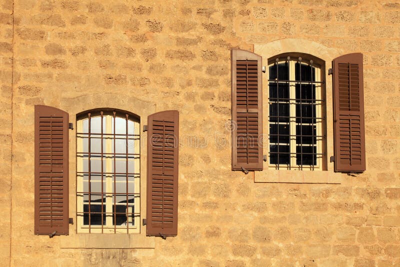 Old Window with Shutters in Stone Wall, Jaffa, Tel Aviv, Israel. Stock ...