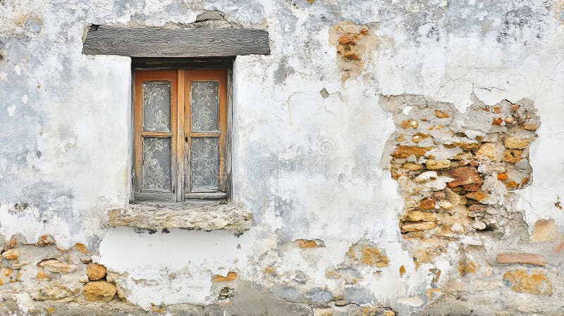 Old Window in Weathered Stone Wall. Rustic, Aged Texture Stock Image ...