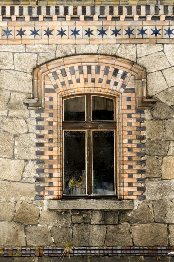 Old Window with Wooden Frame and Old Stone Facade Stock Photo - Image ...
