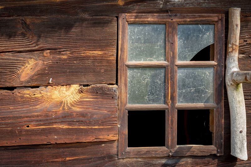 The Old Window of Old Wooden House. Background of Wooden Walls Stock ...