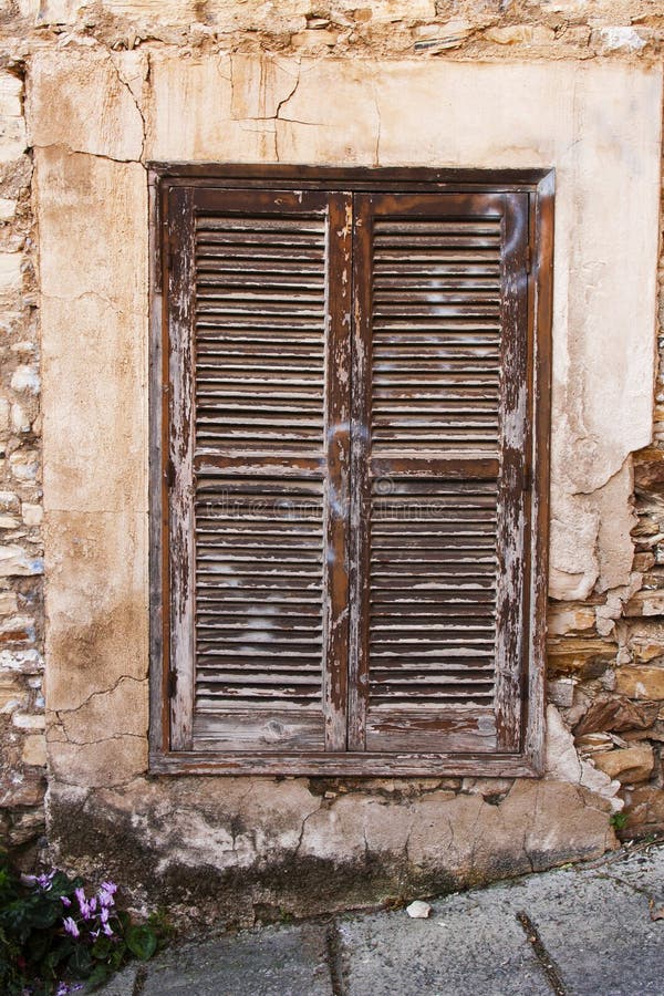 Old Window with Old Wooden Shutters in an Old House Stock Photo - Image ...