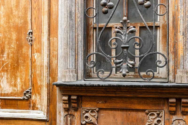 Old Window with Wrought Iron. Stock Image - Image of design, background ...