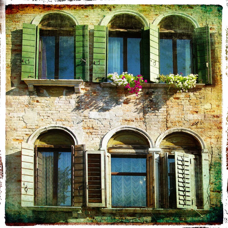 Old windows stock photo. Image of holiday, retro, landmark - 12163410